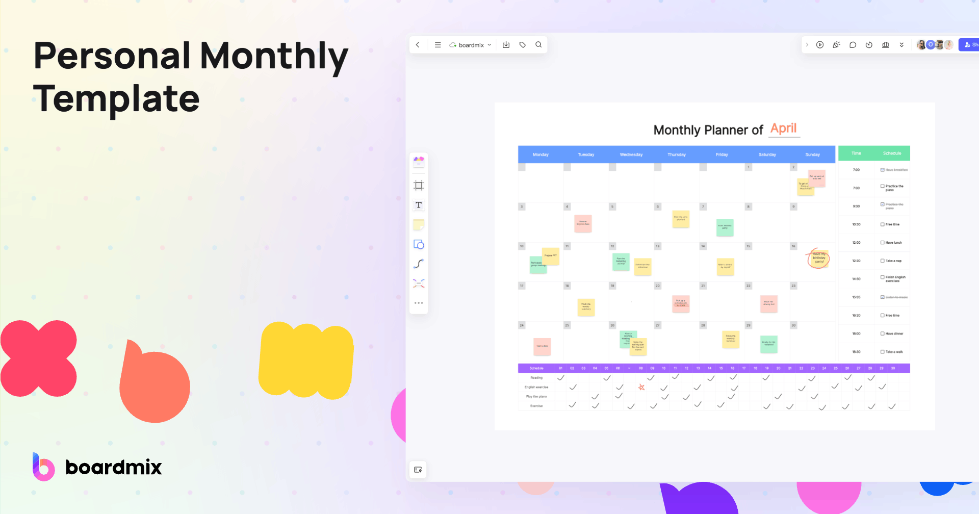 Monthly Planner Template | Boardmix