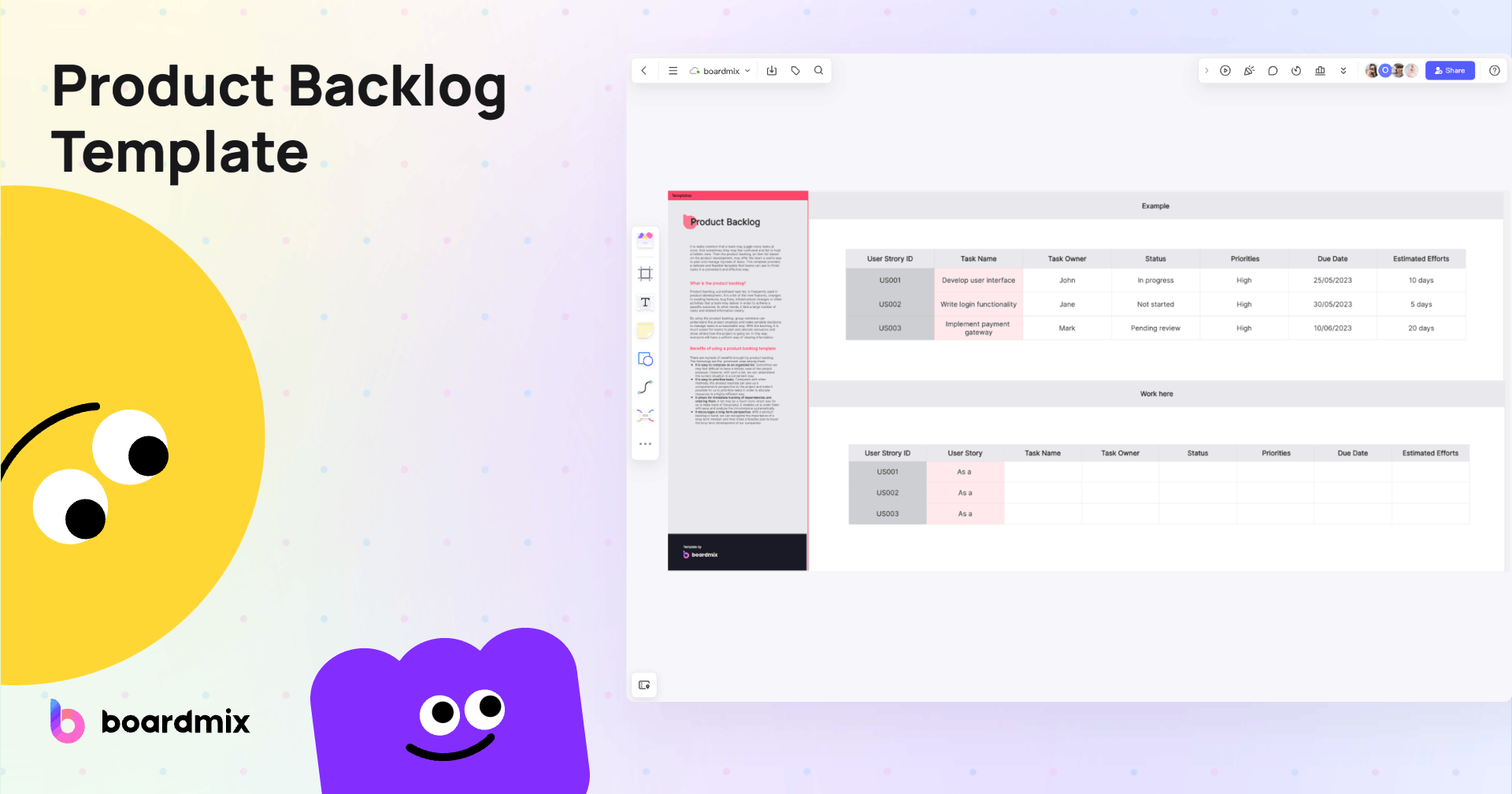 Plantilla de backlog del producto | Boardmix